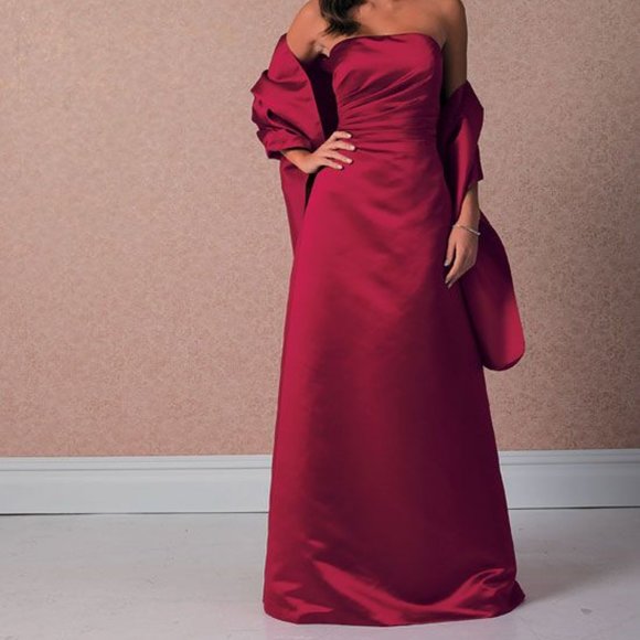 Bill Levkoff | Dresses | Bill Levkoff Red Strapless Satin Prom Long Gown | Poshmark